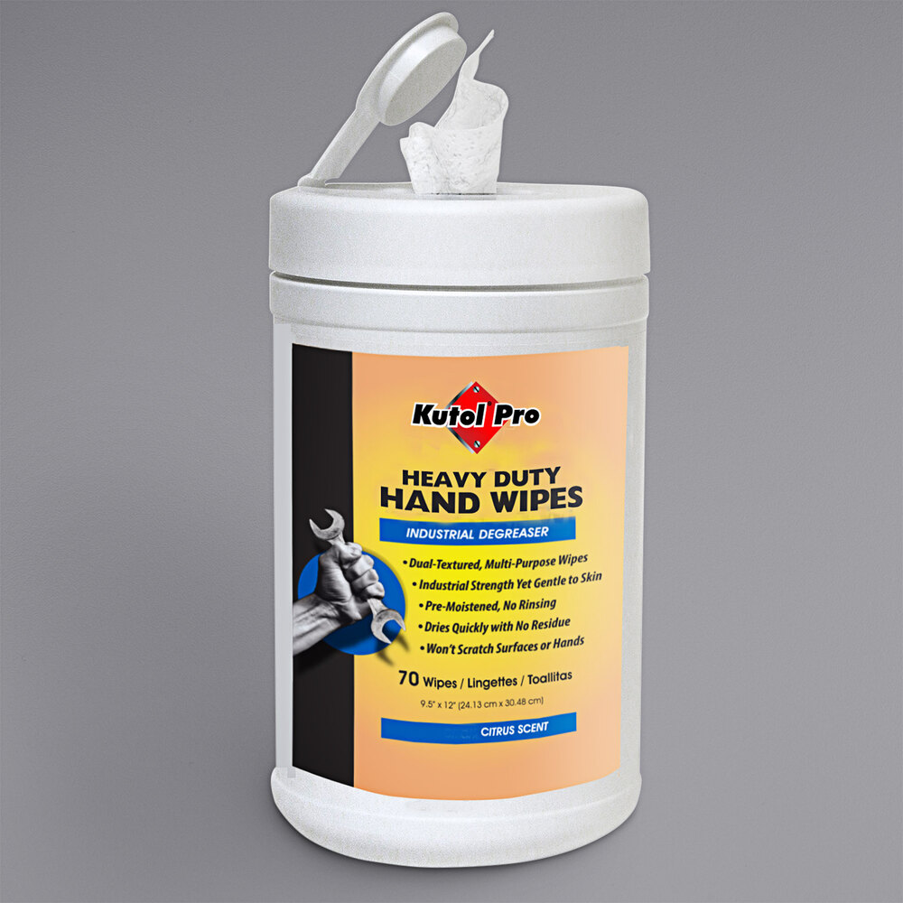 Kutol Pro 80070 9 1/2" x 12" Citrus Scented Heavy-Duty Hand Wipes 70 ...