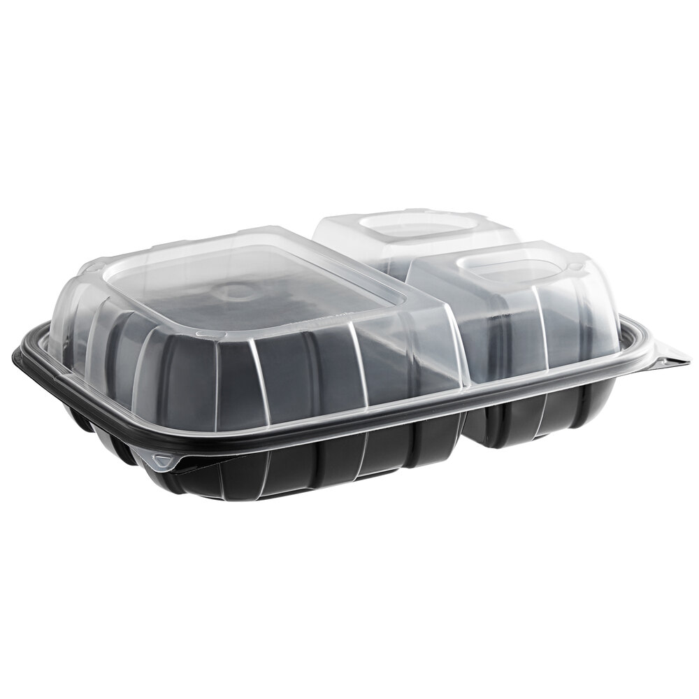 3-Compartment Microwavable Container - 11" x 8 1/2" x 3 3/8"