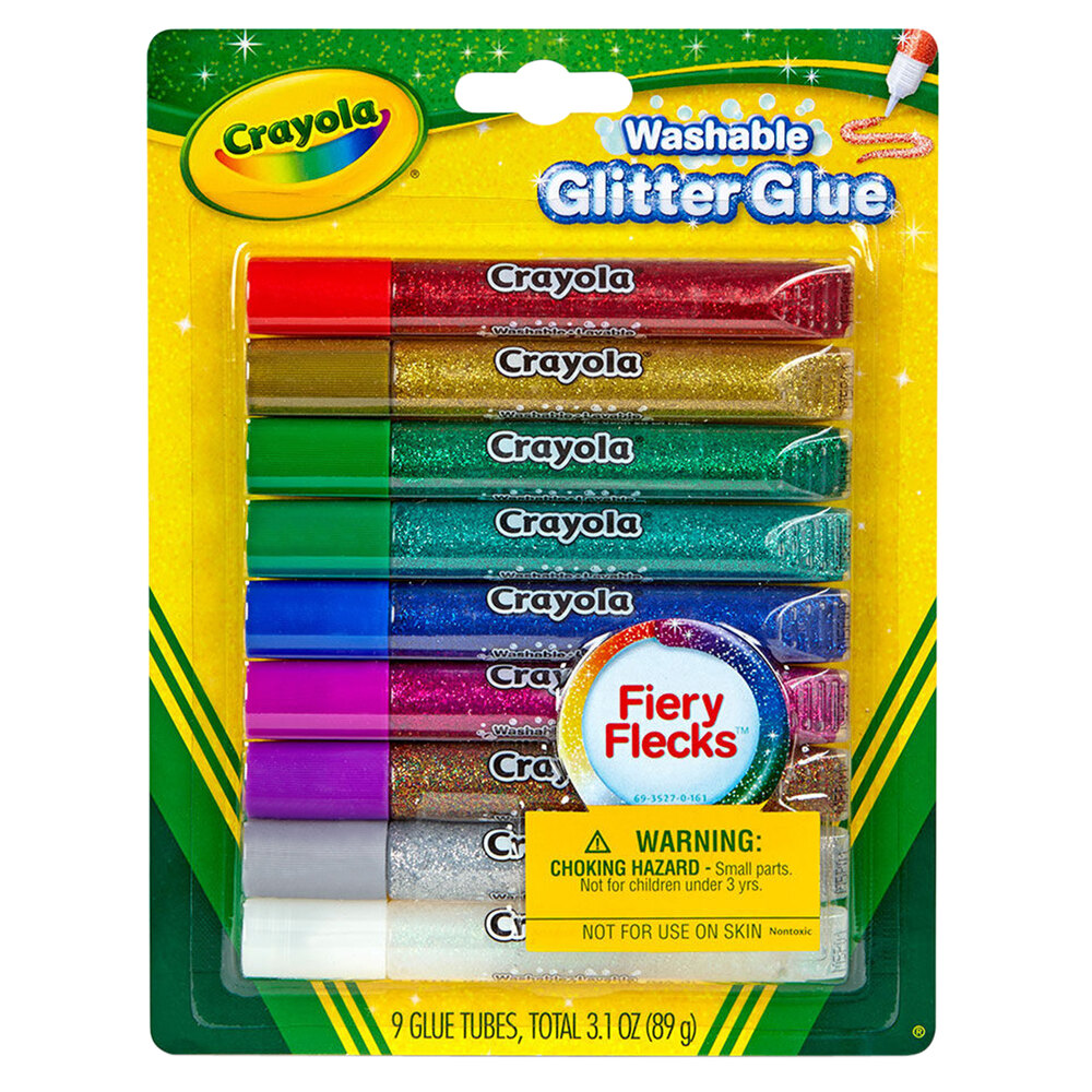 Crayola 693527 9-Count Assorted Glitter Glue with Fiery Flecks