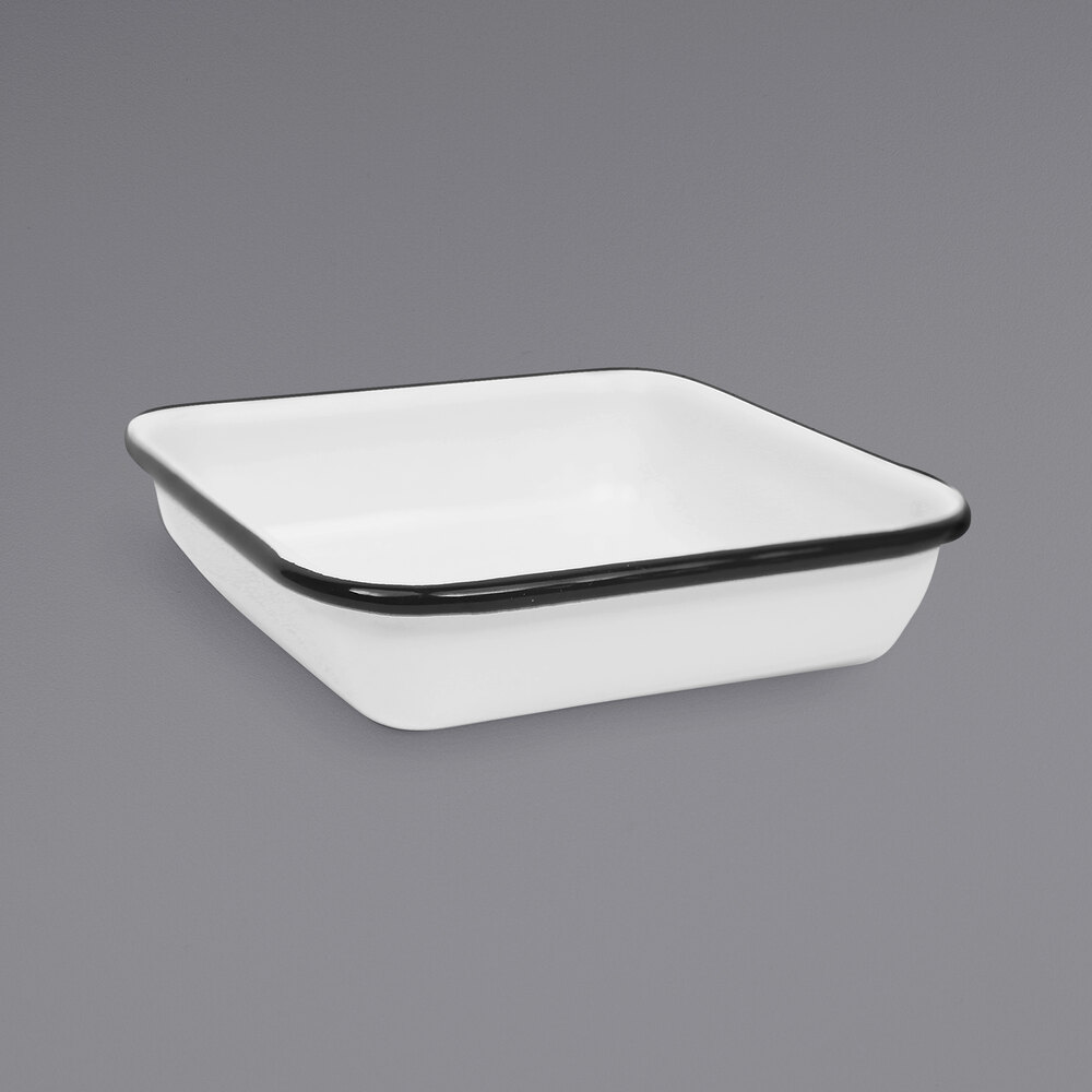 Crow Canyon Home V122BLA Vintage 4 3/4" White Square Enamelware Tray ...