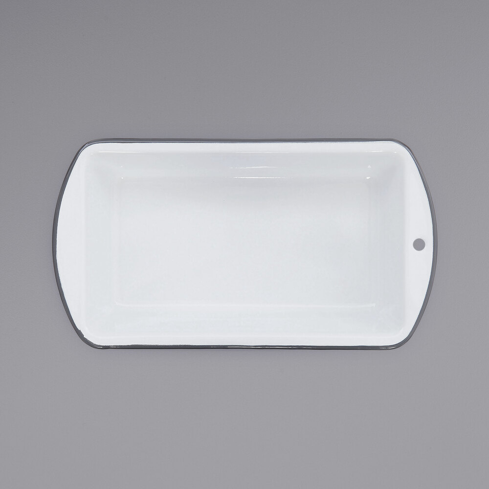 Crow Canyon Home V32GRY Vintage 1.5 Qt. White Enamelware Loaf Pan with ...