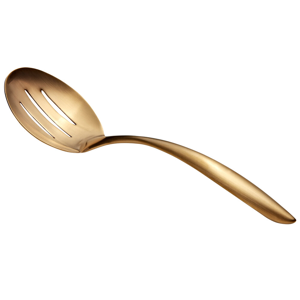 Bon Chef 9464GM 9 3/4" Gold Matte Stainless Steel Slotted Serving Spoon ...