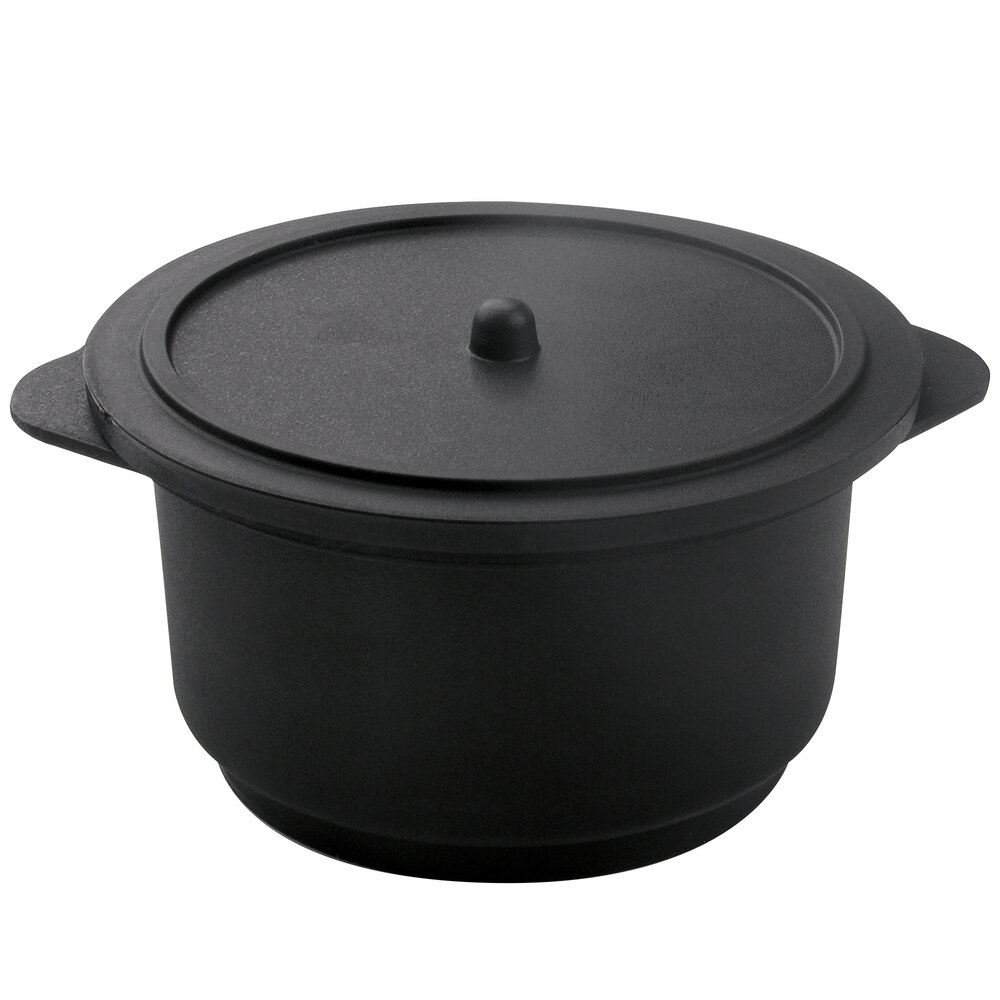 Solia PS39000 11.8 oz. Black Plastic Cooking Pot with Lid - 100/Case