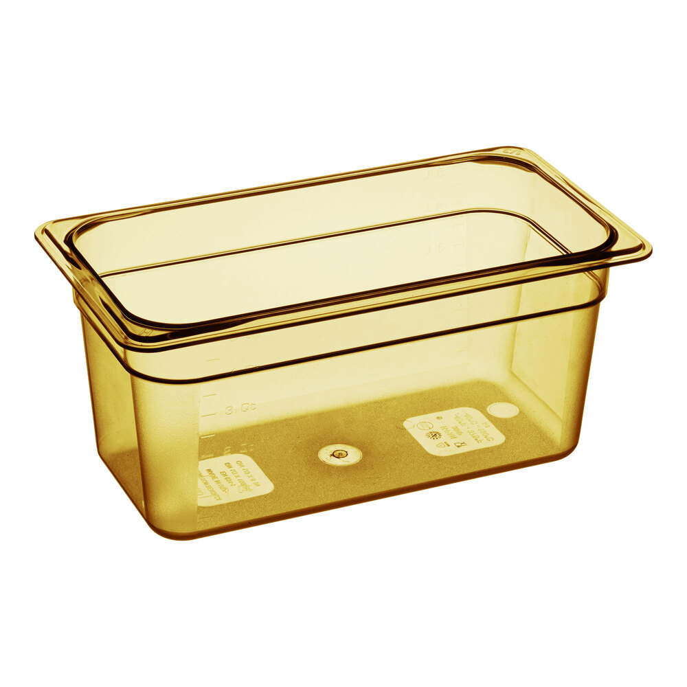 Cambro H-Pan™ 1/3 Size 6" Deep Amber High Heat Plastic Food Pan 36HP150