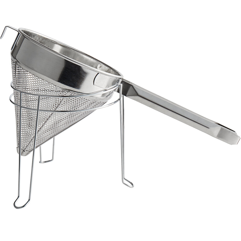 Choice 8" Coarse China Cap Strainer and Stand Set
