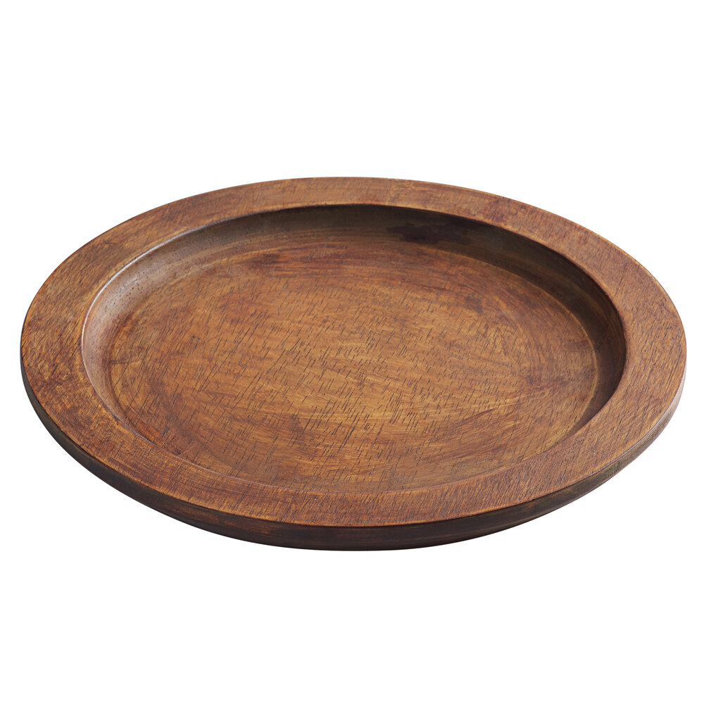 Valor 10 3/4" Round Rubberwood Underliner with Rustic Chestnut Finish
