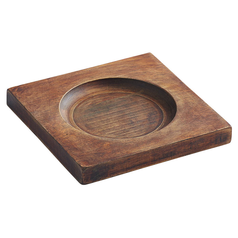 Valor 6 1/4" x 6 1/4" Square Rubberwood Underliner with Rustic Chestnut ...