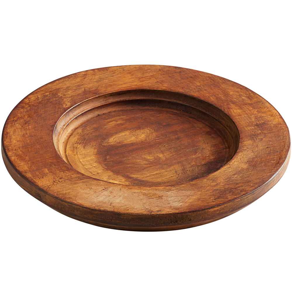 Valor 6 3/4" Round Rubberwood Underliner with Rustic Chestnut Finish