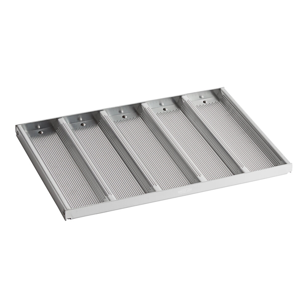 Baker's Lane Glazed Aluminum Sub Sandwich Roll Pan - 5 Molds