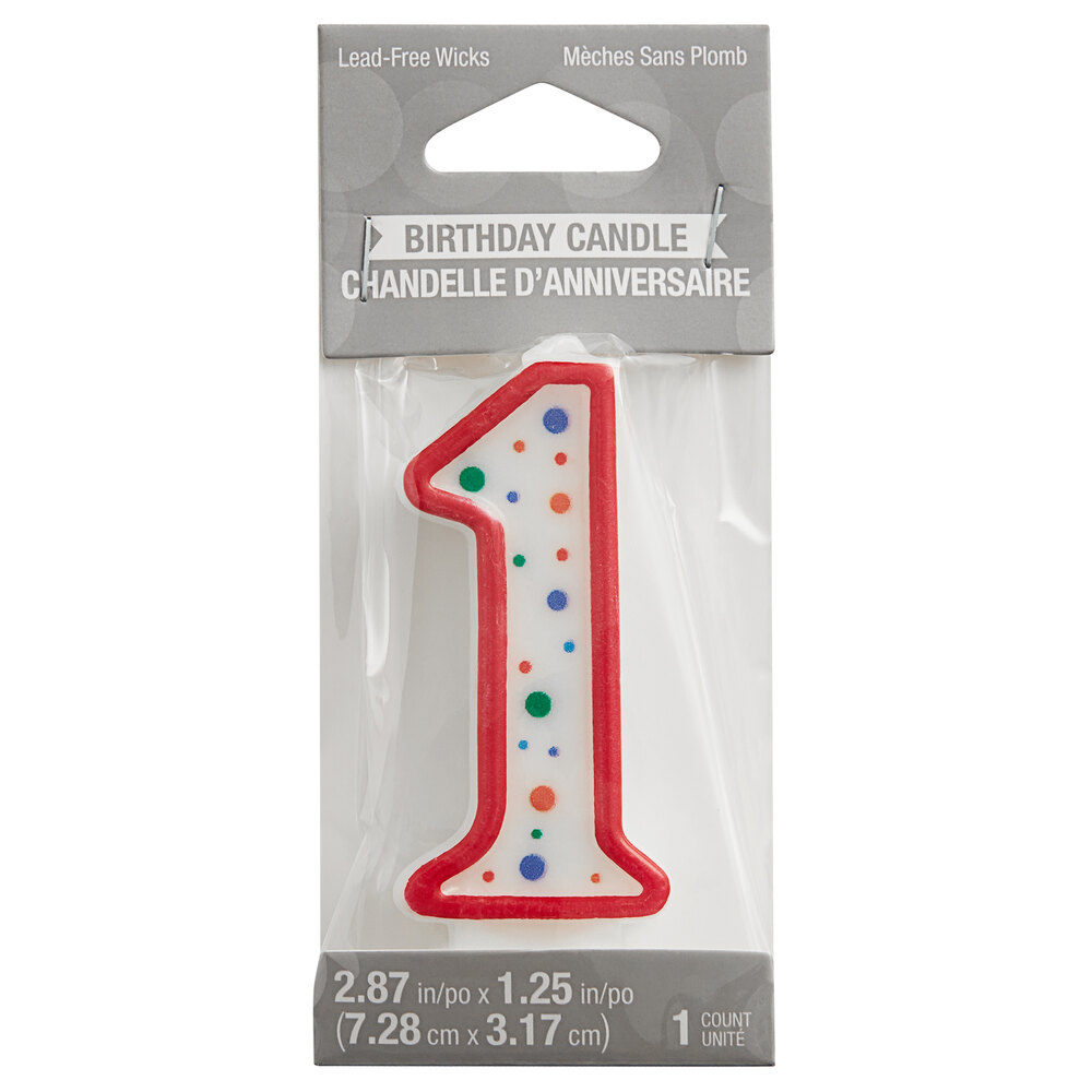 Creative Converting 104560 3" Polka Dot "1" Candle