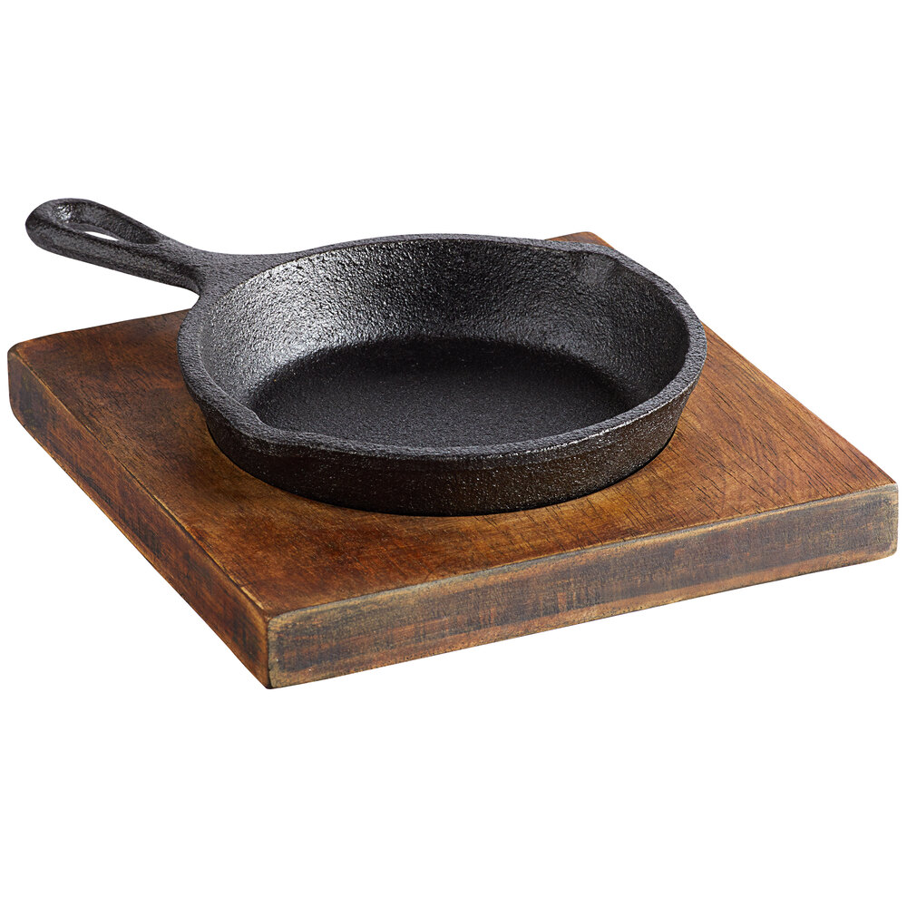 Valor 5" Pre-Seasoned Mini Cast Iron Skillet with Square Rustic ...