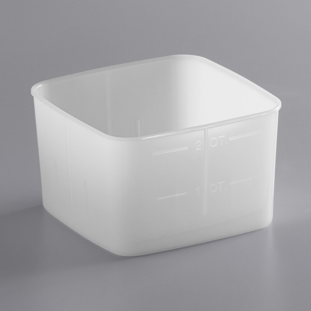 Carlisle 2 Qt. Square Polyethylene White Food Storage Container