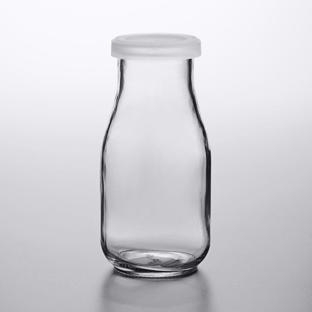 Anchor Hocking 11632 16 oz. Milk Bottle with Plastic Lid - 6/Case