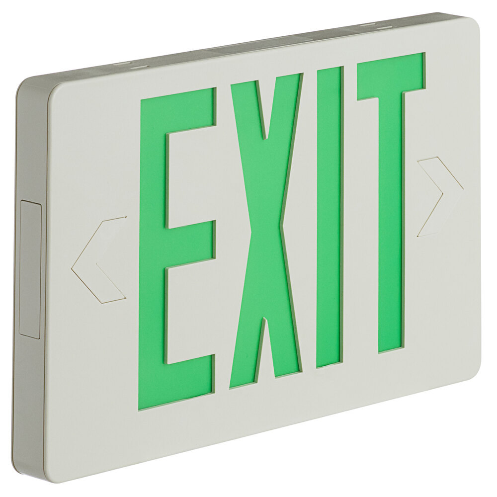 Lavex Slim Green LED Exit Sign with Battery Backup - 1.1W Unit