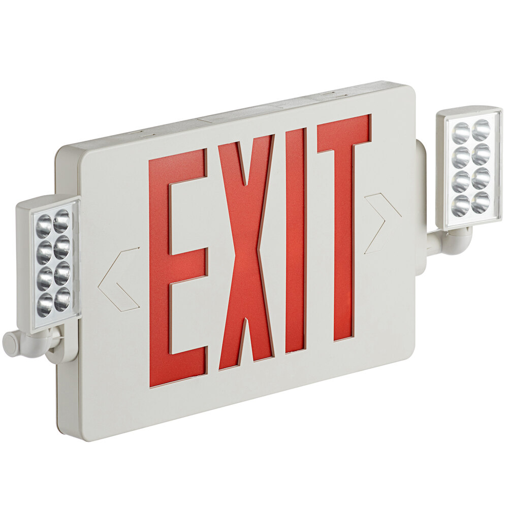 Lavex Industrial Red LED Exit Sign w/ Emergency Lights