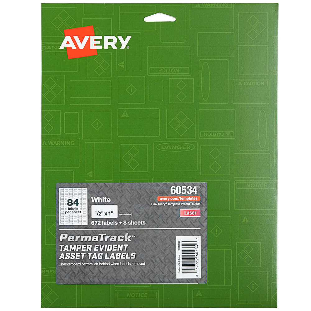 Avery® 60534 PermaTrack 1/2" x 1" Tamper-Evident Asset Labels - 672/Pack