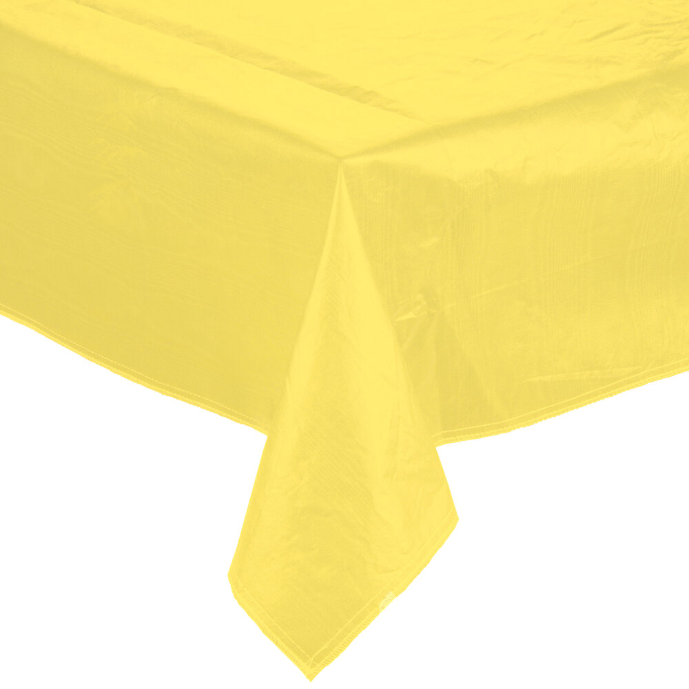 Intedge 52" x 52" Yellow Solid Vinyl Table Cover with Flannel Back