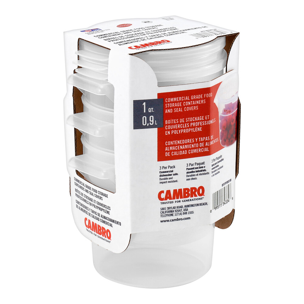 Cambro 1 Qt. Translucent Round Polypropylene Food Storage Container and ...