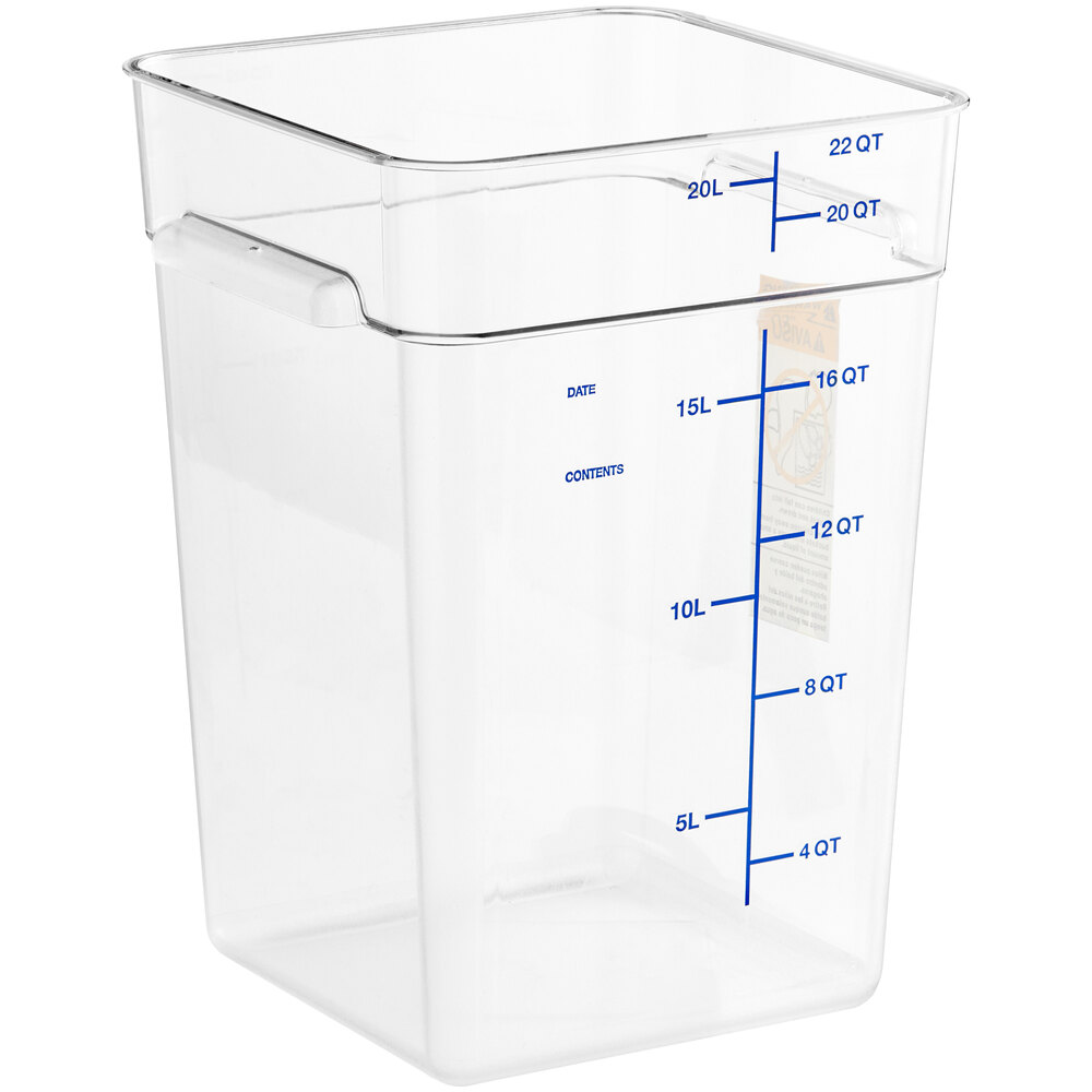 Vigor 22 Qt. Clear Square Polycarbonate Food Storage Container