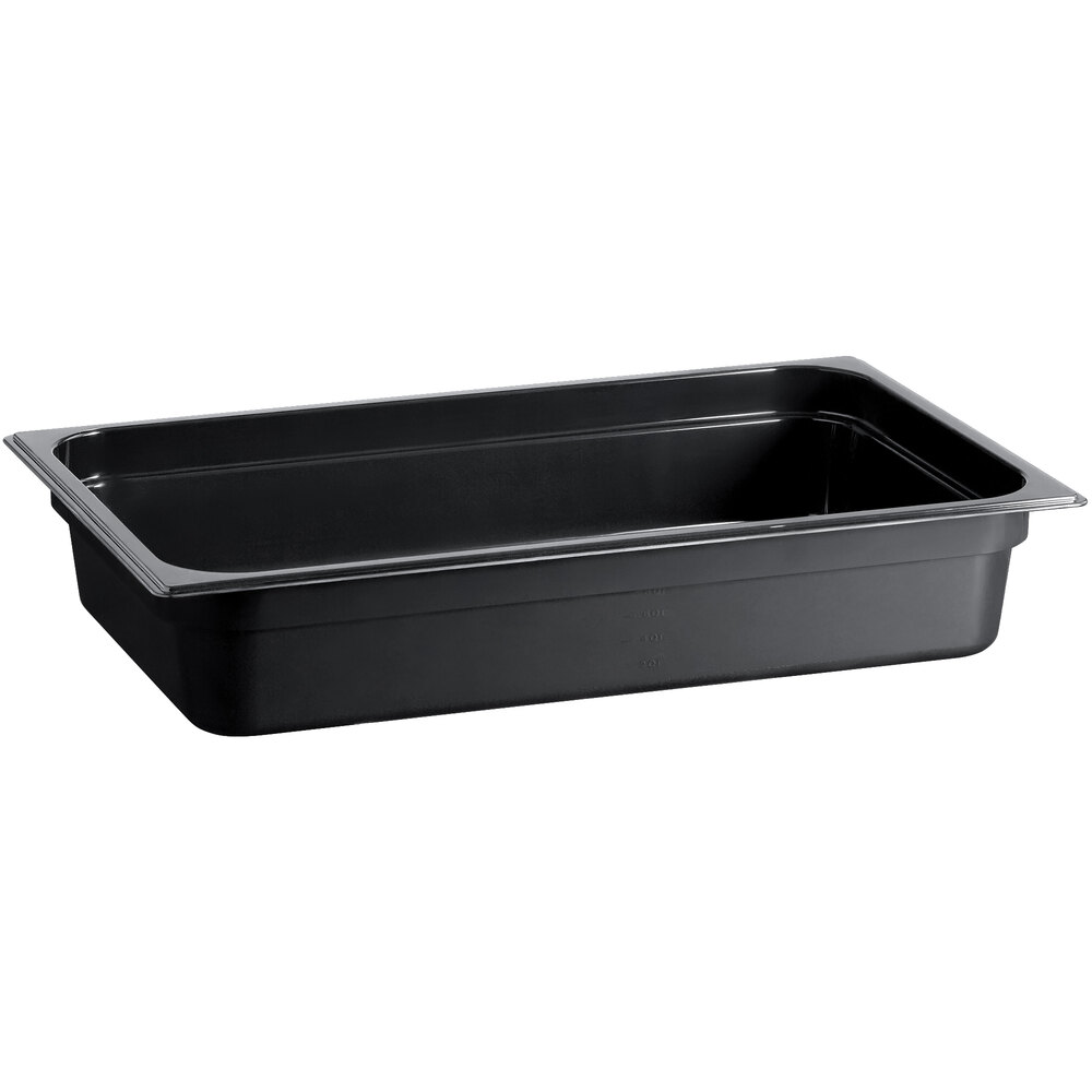 Vigor Full Size Black Polycarbonate Food Pan - 4" Deep