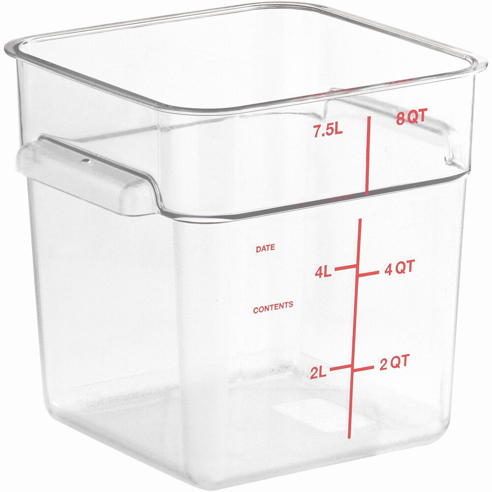 Vigor 8 Qt. Clear Square Polycarbonate Food Storage Container