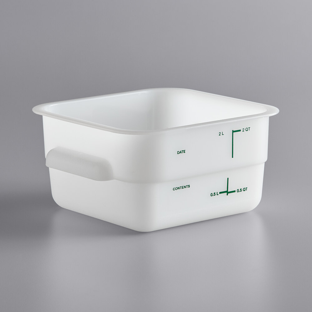 Vigor 2 Qt. White Square Polyethylene Food Storage Container