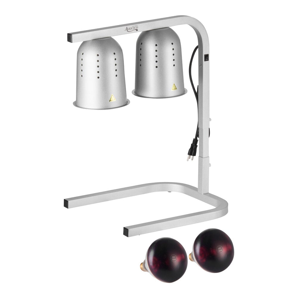 Avantco W62 Silver 2 Bulb Free Standing Heat Lamp / Food Warmer with ...