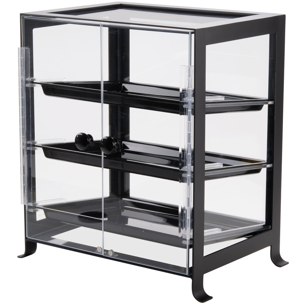 Cal-Mil 1574-13 Soho Three Tier Black Display Case with Rear Door - 17 ...