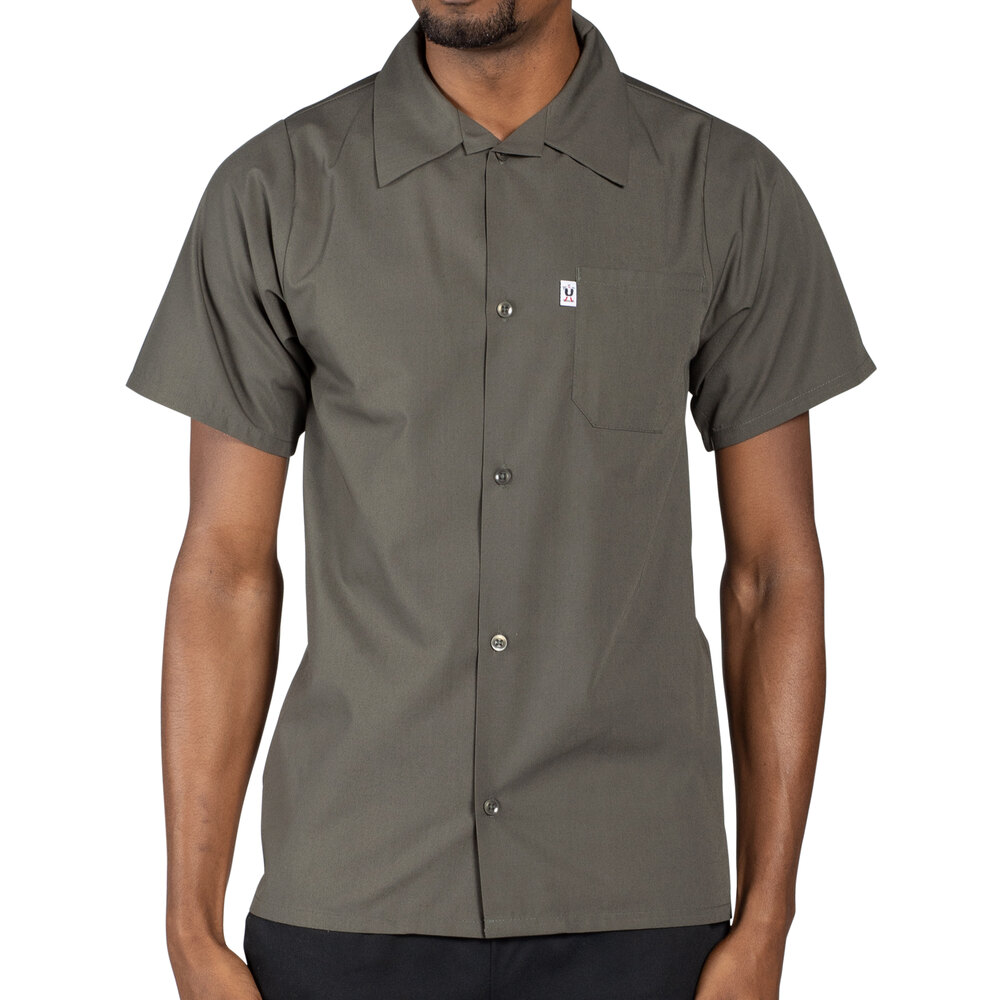 Uncommon Chef 0920 Olive Green Customizable Classic Short Sleeve Cook ...