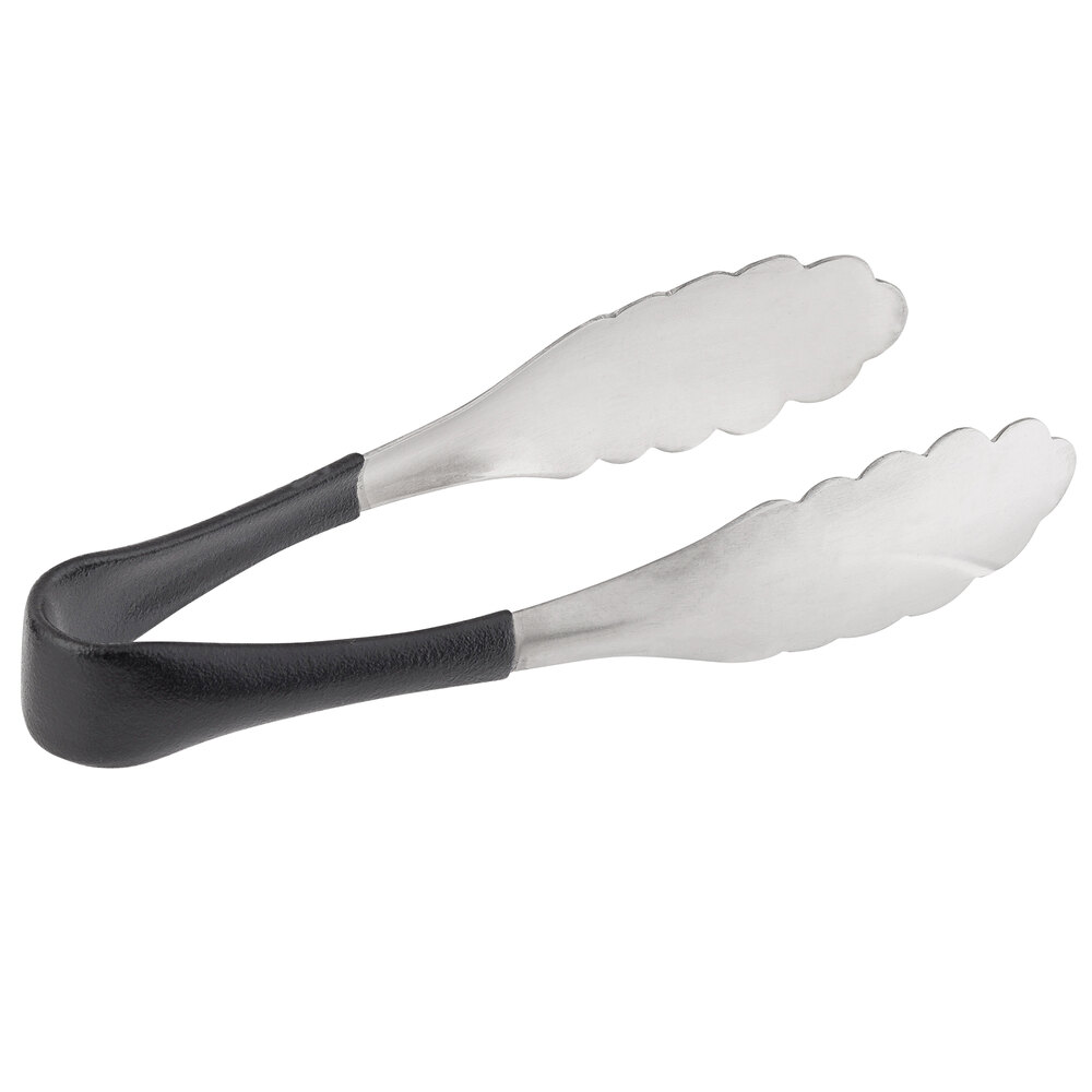 TableCraft AM3706BK Antimicrobial 6" Stainless Steel Tongs with Black ...