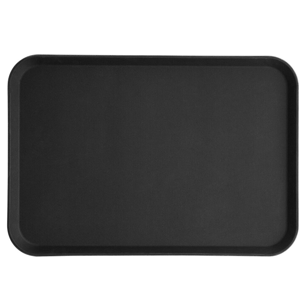Choice 18" x 26" Black Rectangle Fiberglass Non-Skid Serving Tray