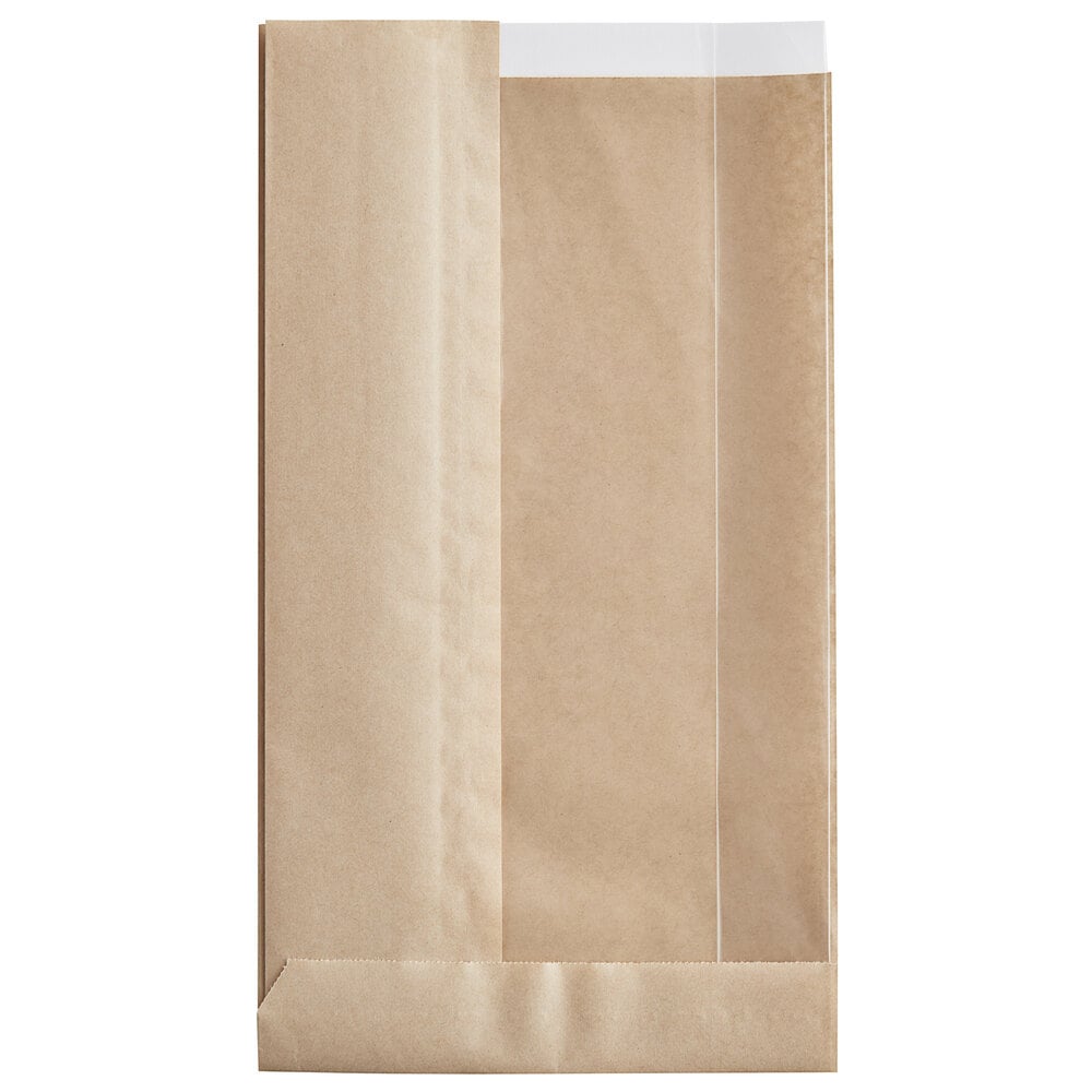 Kraft Paper Bread Bag w/ Window for Sandwiches - 500/Case