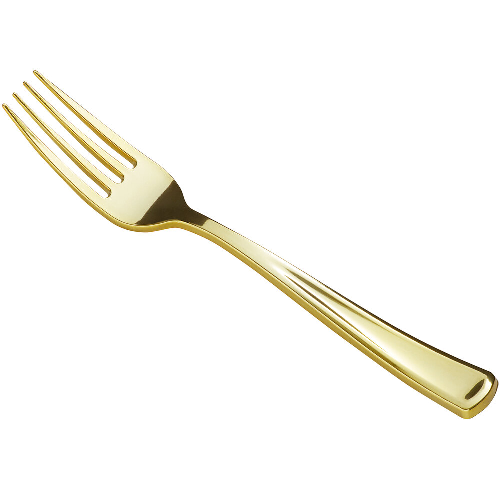 Visions Classic 7 1/4" Extra Heavy Weight Gold Plastic Fork - 400/Case