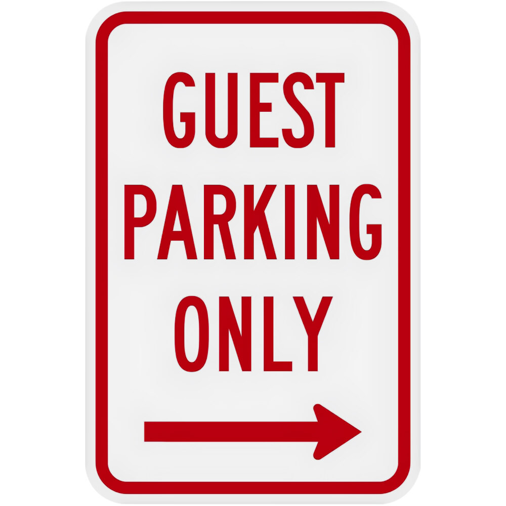 Lavex "Guest Parking Only" Right Arrow Non-Reflective Red Aluminum Sign ...