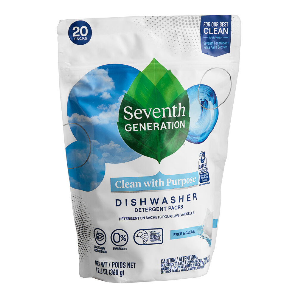 Seventh Generation 45177 Free & Clear 20-Count Dishwasher Detergent ...