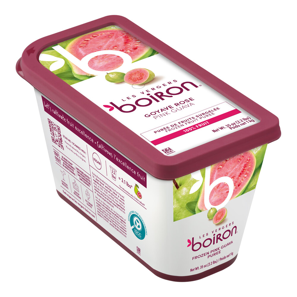 Les Vergers Boiron Pink Guava 100% Fruit Puree 2.2 lb. - 6/Case