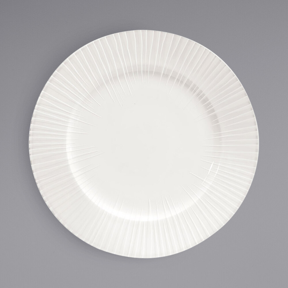 Front of the House Catalyst 11 1/2" European White Embossed Wide Rim ...