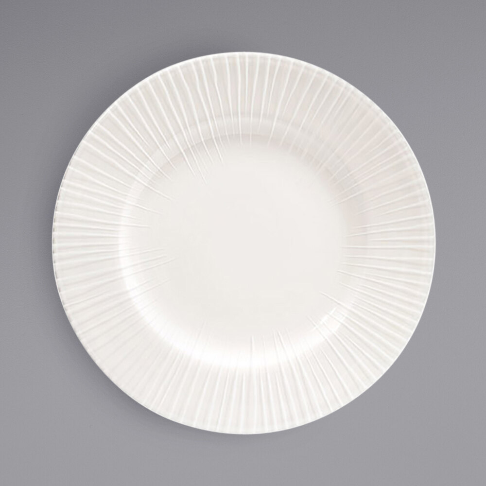 Front of the House Catalyst Focus 8" European White Embossed Wide Rim ...