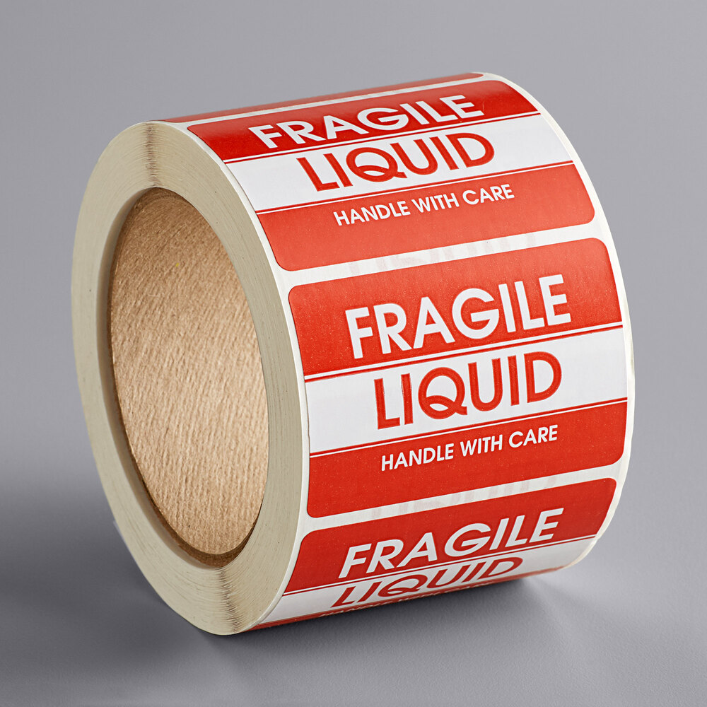 Lavex 2" x 3" Fragile Liquid Handle With Care Gloss Paper Permanent ...