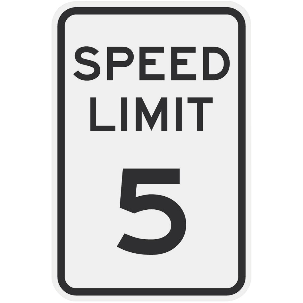 "Speed Limit 5" MPH Engineer Grade Reflective Black Aluminum Sign - 12 ...