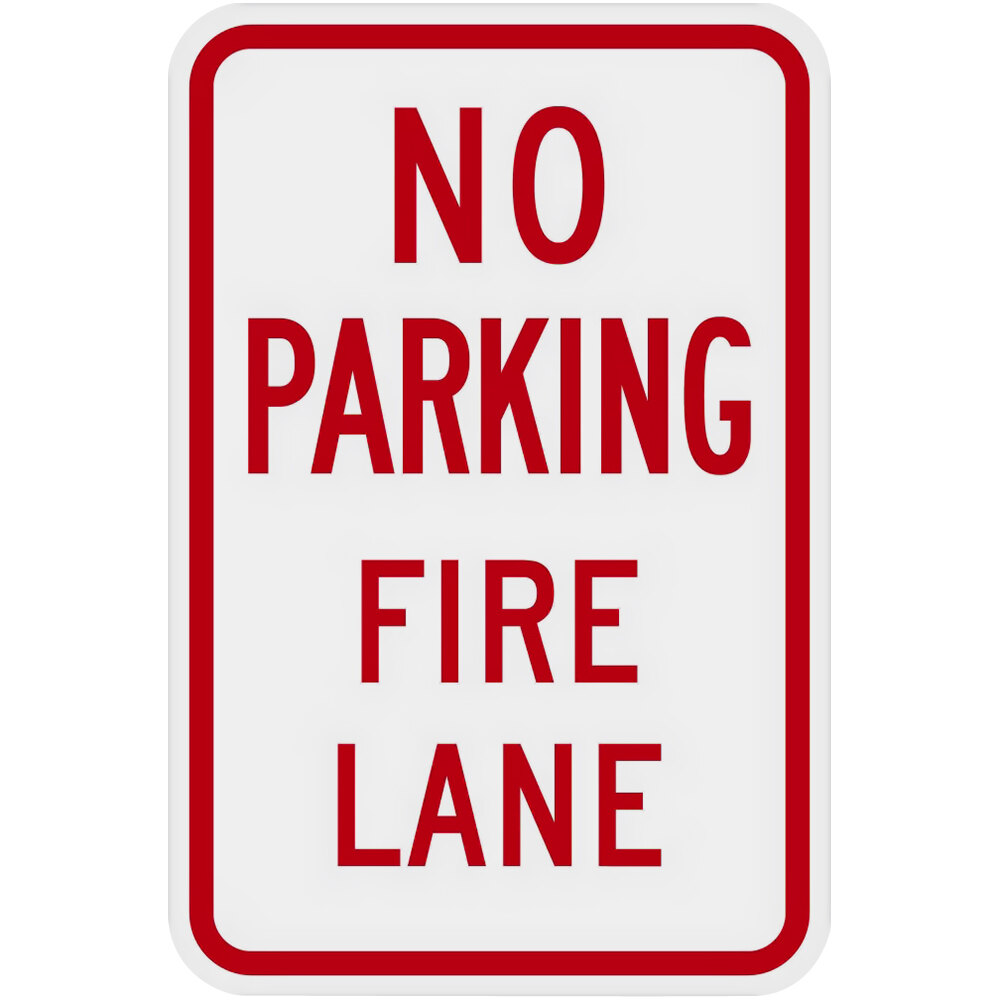 Lavex "No Parking / Fire Lane" Diamond Grade Reflective Red Aluminum ...