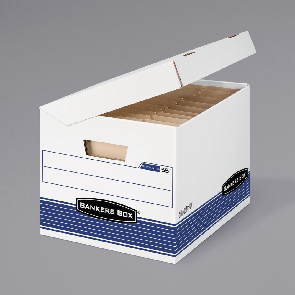 Banker's Box 0005502 Systematic 13" x 16" x 10 1/4" White / Blue Letter ...