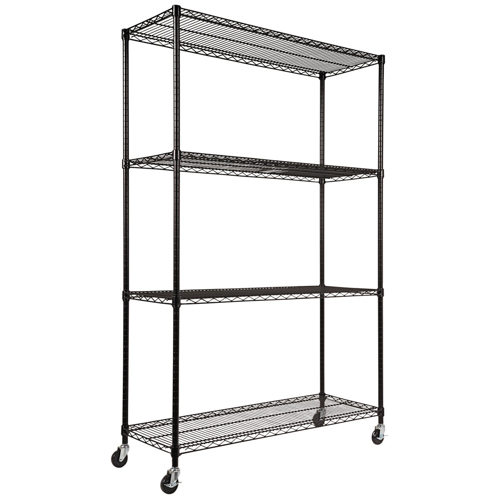 Alera ALESW604818BL 18" x 48" x 72" Black Steel Wire Shelving 4-Shelf ...