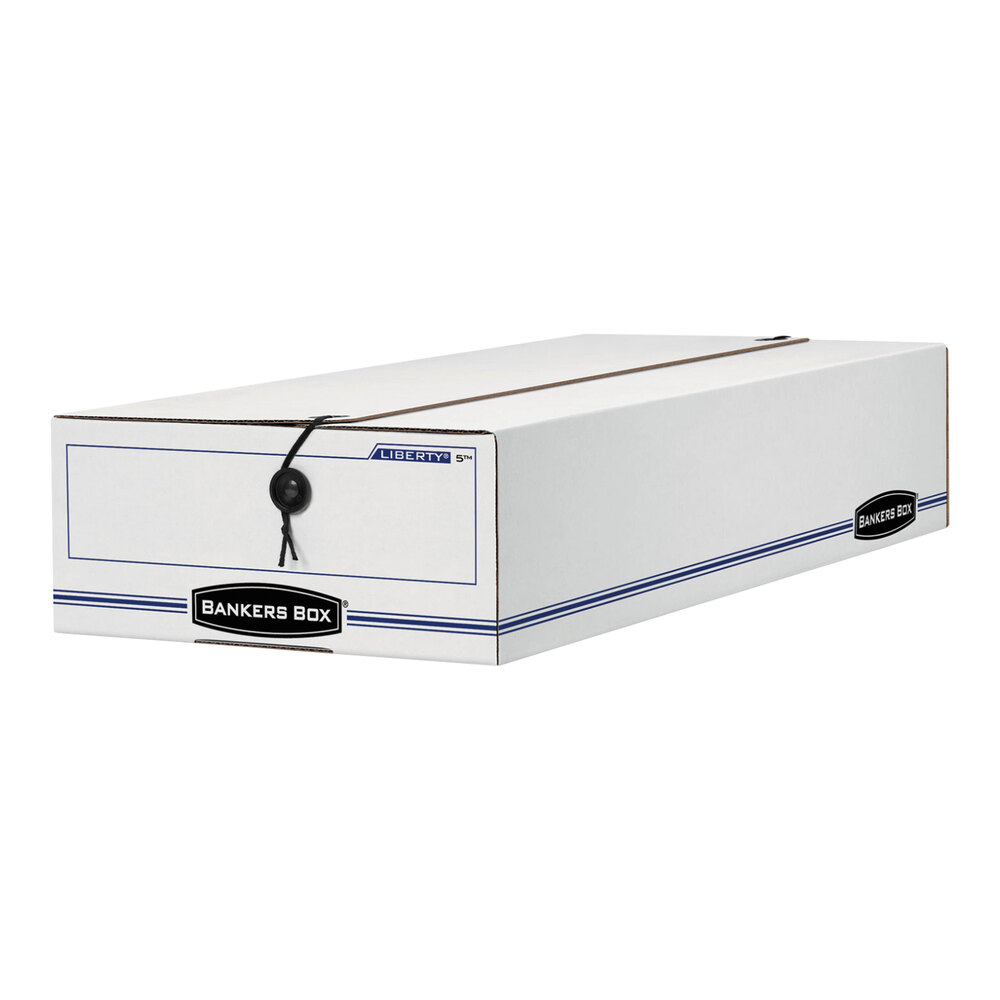 Banker's Box 00005 Liberty 11" x 24" x 5" White / Blue Check and Form ...