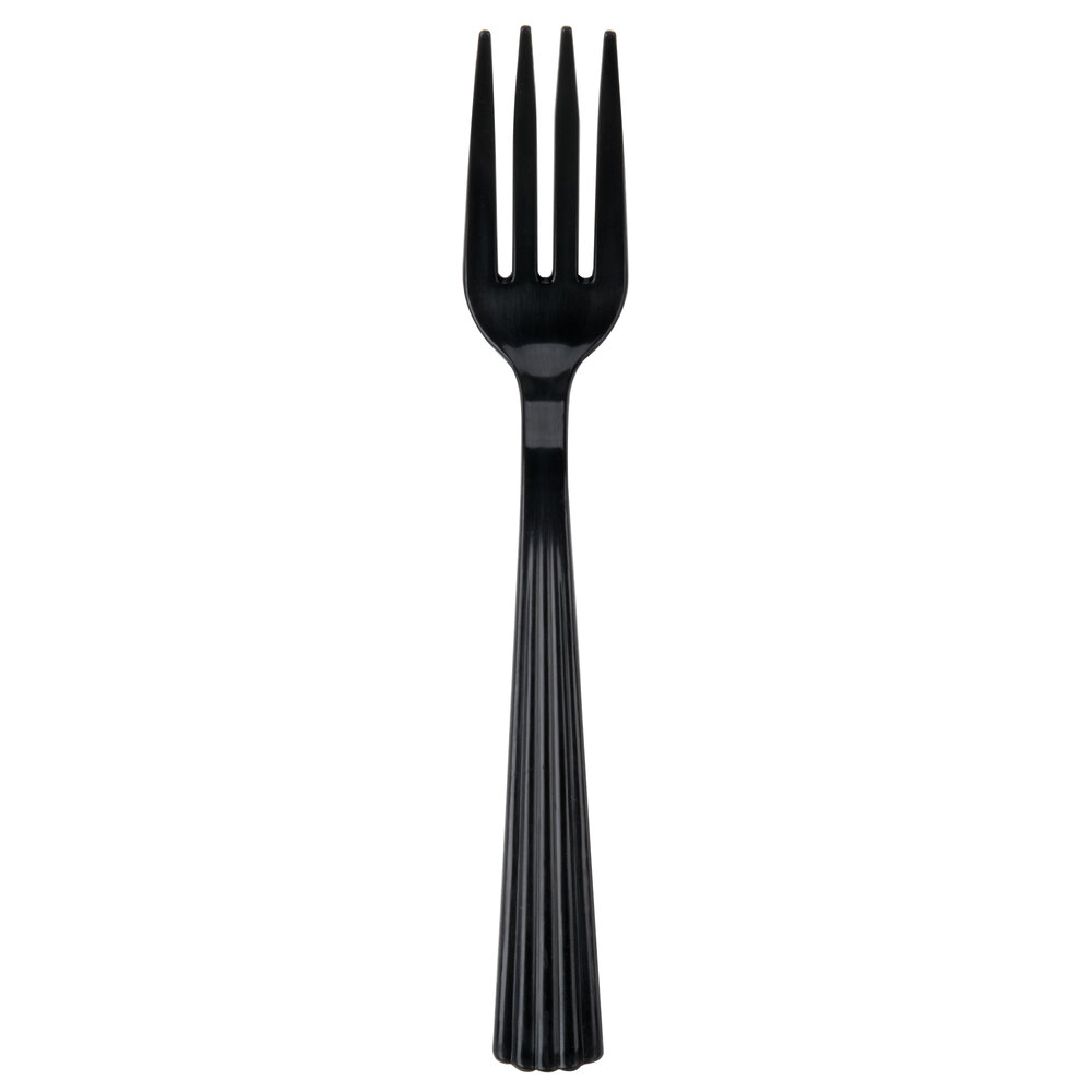 WNA Comet Classicware EcoSense 6 1/2" Heavy Weight Black Plastic Fork ...