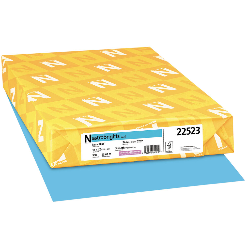 Astrobrights 22523 11" x 17" Lunar Blue Ream of 24 lb. Color Paper ...