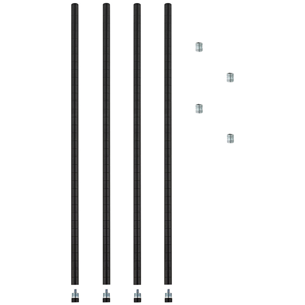 Alera ALESW59PO36BL 36" Black Stackable Posts for Wire Shelving - 4/Pack