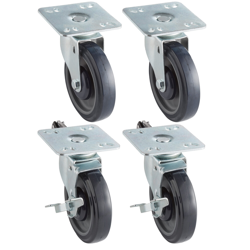 Regency 5" Heavy Duty Zinc Swivel Plate Casters for Work Tables and ...