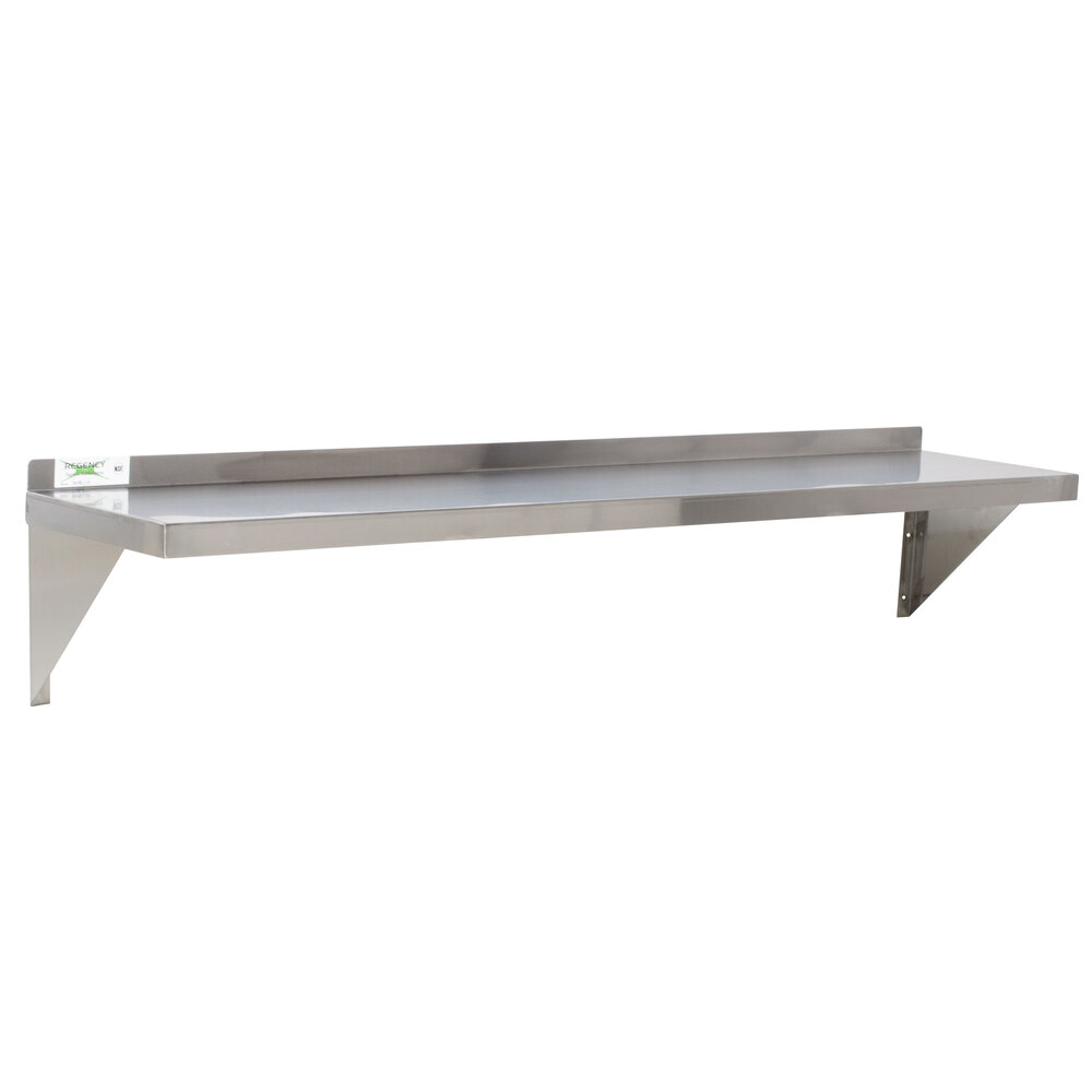 Regency 18 Gauge Stainless Steel 12" x 60" Solid Wall Shelf