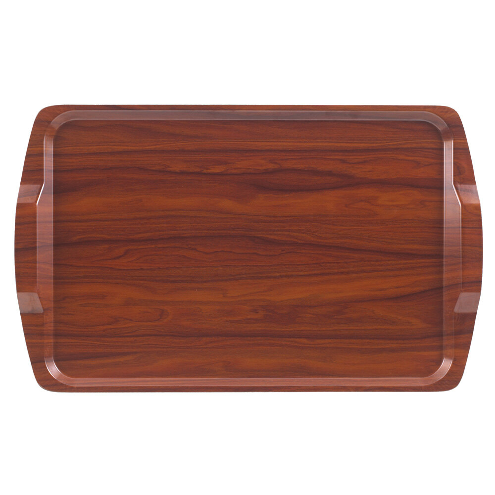 Cambro 1525RST376 14" x 21" Walnut Hotel Room Service Tray - 12/Case